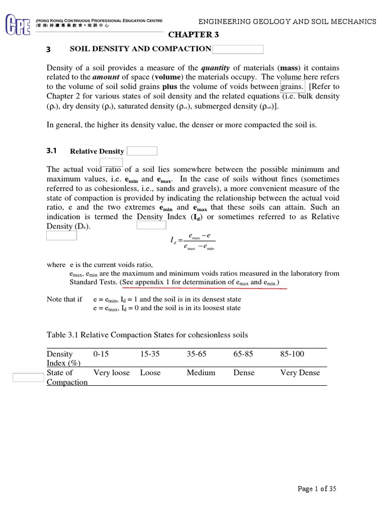 2 - Engineering Geology and Soil Mechanics - Chapter 3 - Soil Density ...