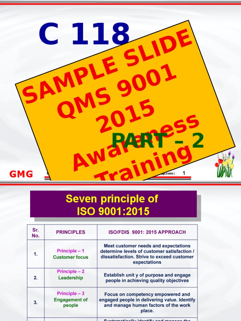 ISO 9001 Training Presentation | PDF | Risk | Supply Chain
