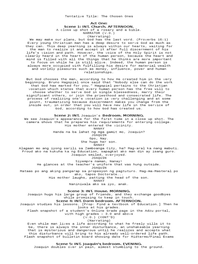 Act One: Scene 1: INT. Church. AFTERNOON | PDF | God | Christian ...