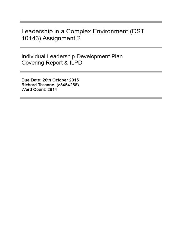 Individual Leadership Development Plan | PDF | Self Awareness | Leadership
