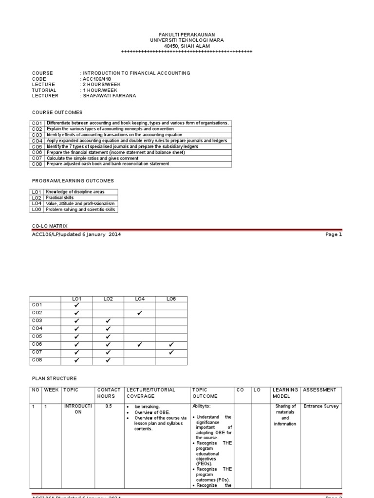 ACC106 Lesson Plan | Download Free PDF | Debits And Credits | Business ...