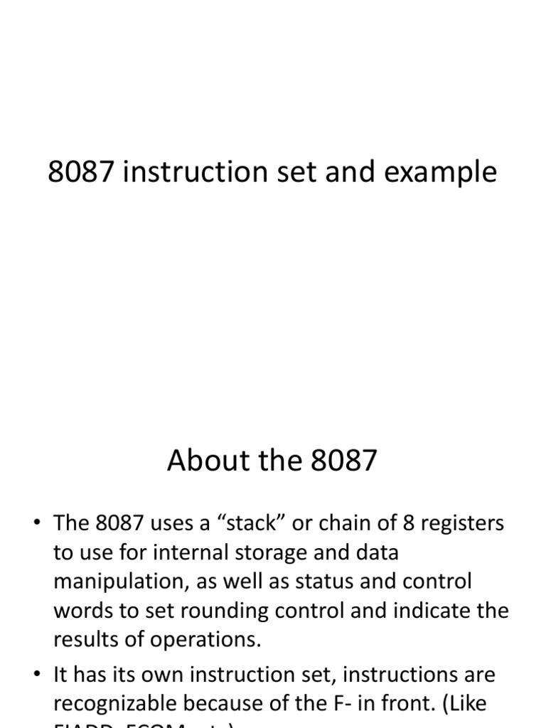 8087 Instruction Set Overview | PDF | Binary Coded Decimal | Integer ...