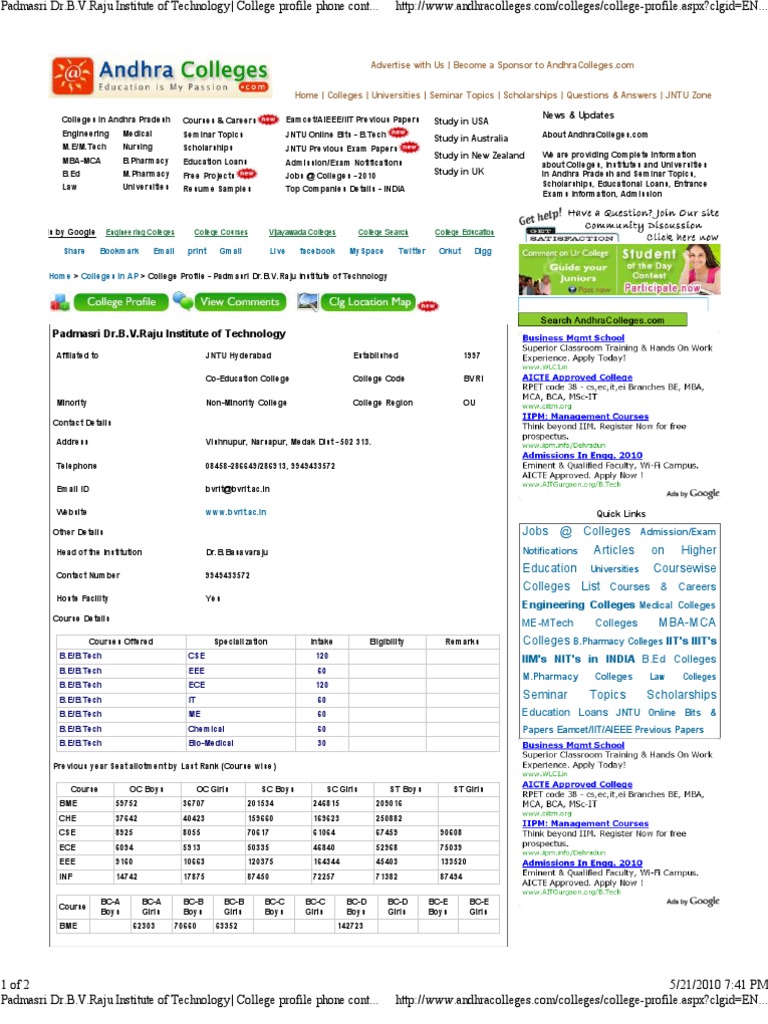 Padmasri Dr.B.v.raju Institute of Technology | PDF | Higher Education ...