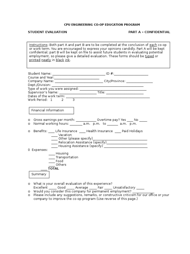 Student Program Evaluation | PDF | Employment | Behavior Modification