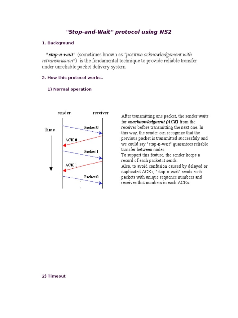 Stop And Wait Protocol Using Ns2 Pdf Transmission Control Protocol Networks