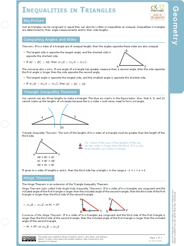 Inequalities in Triangles | PDF | Teaching Methods & Materials
