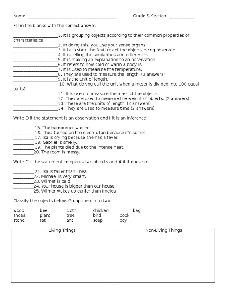 Reviewer For Science Grade 3 | PDF