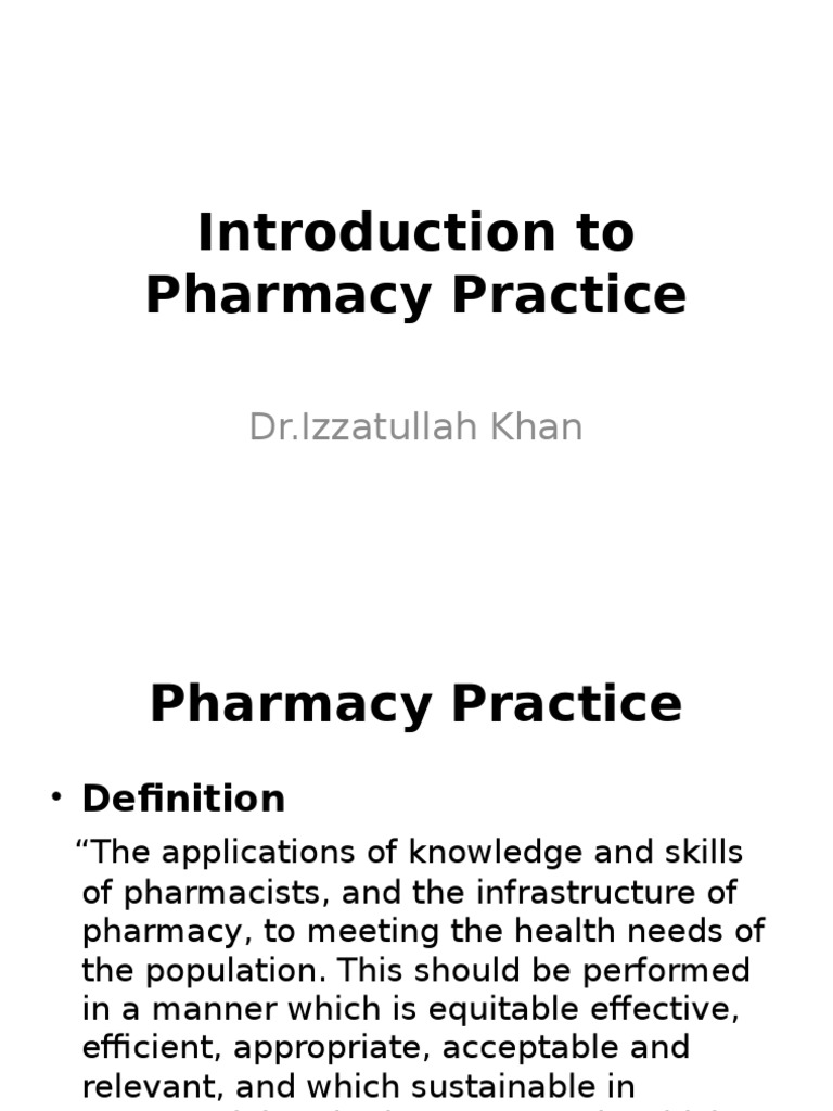 Introduction to Pharmacy Practice(1)