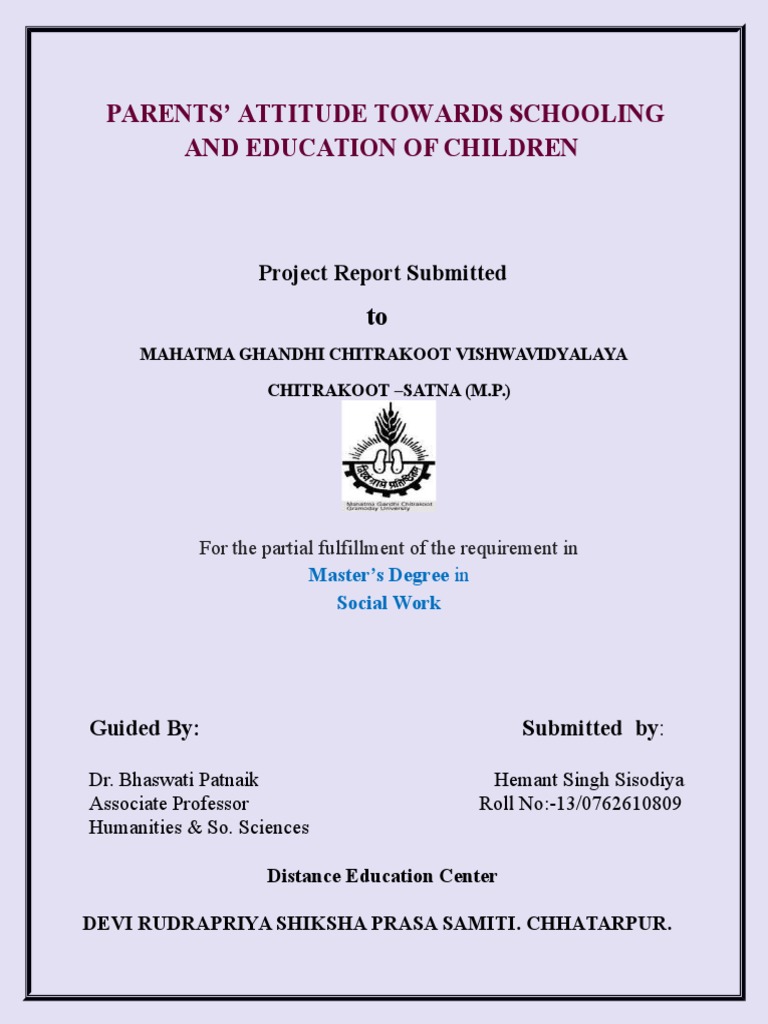 MSW Project Report | PDF | Attitude (Psychology) | Literacy