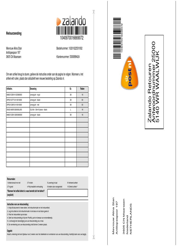 Returnlabel 3032993 | PDF