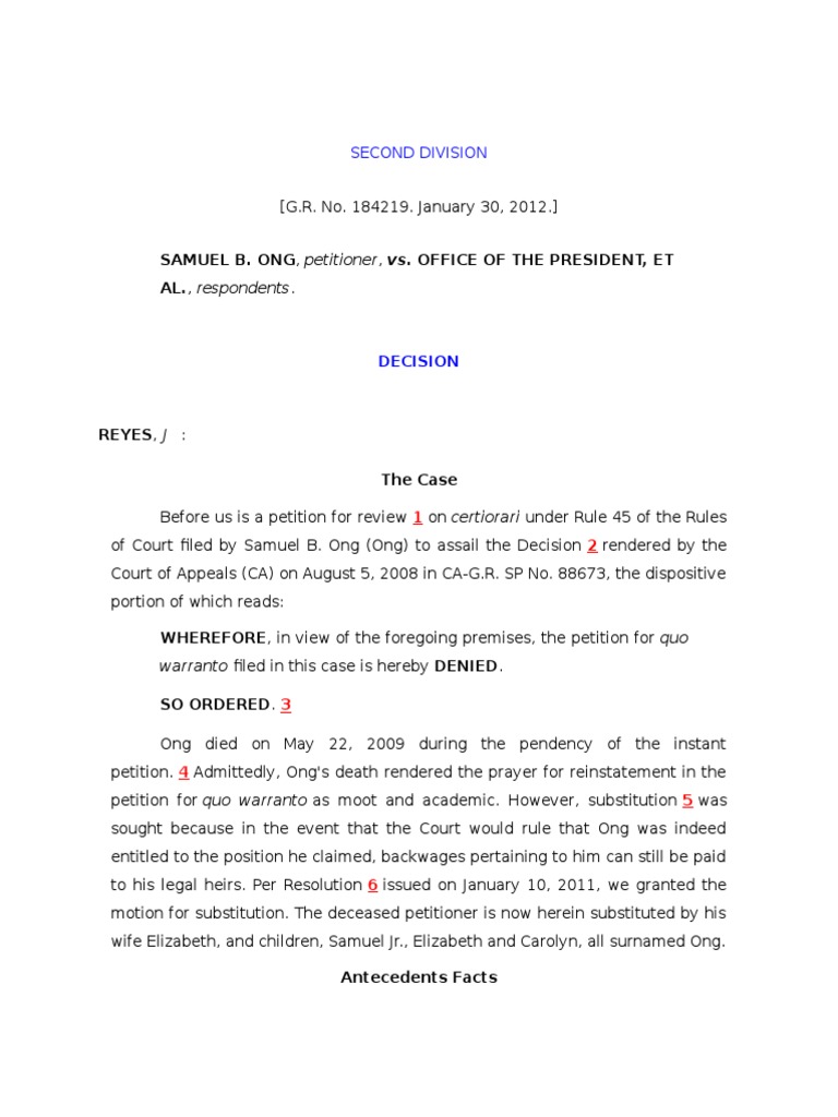 Ong vs. Office of the President Ruling | PDF | Board Of Directors ...