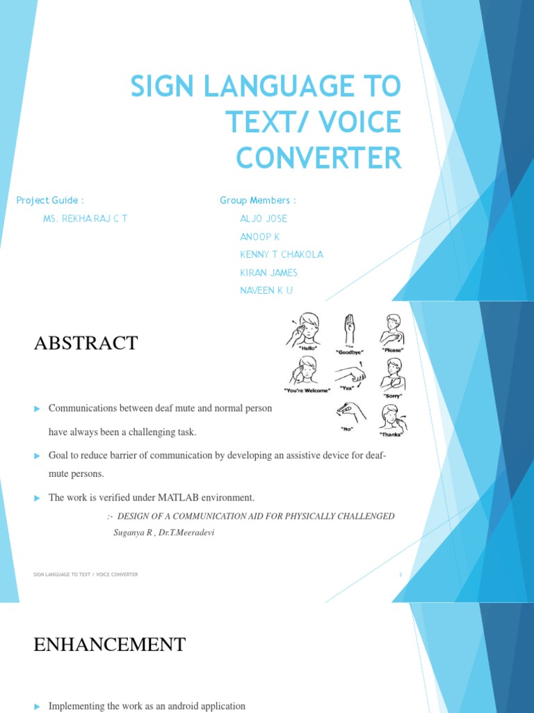 Sign Language To Voice Converter | PDF | Deep Learning | Sign Language