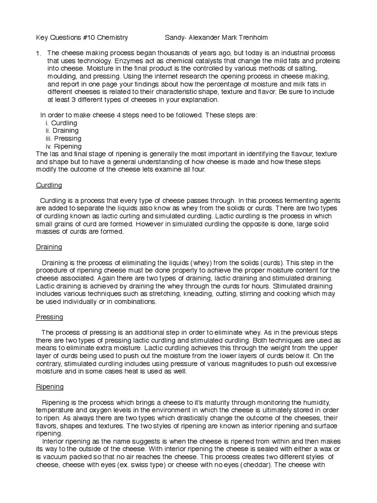 Cheese - Chemistry | PDF | Cheese | Cheesemaking