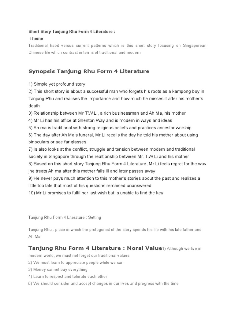 Short Story Tanjung Rhu Form 4 Literature | PDF | Love