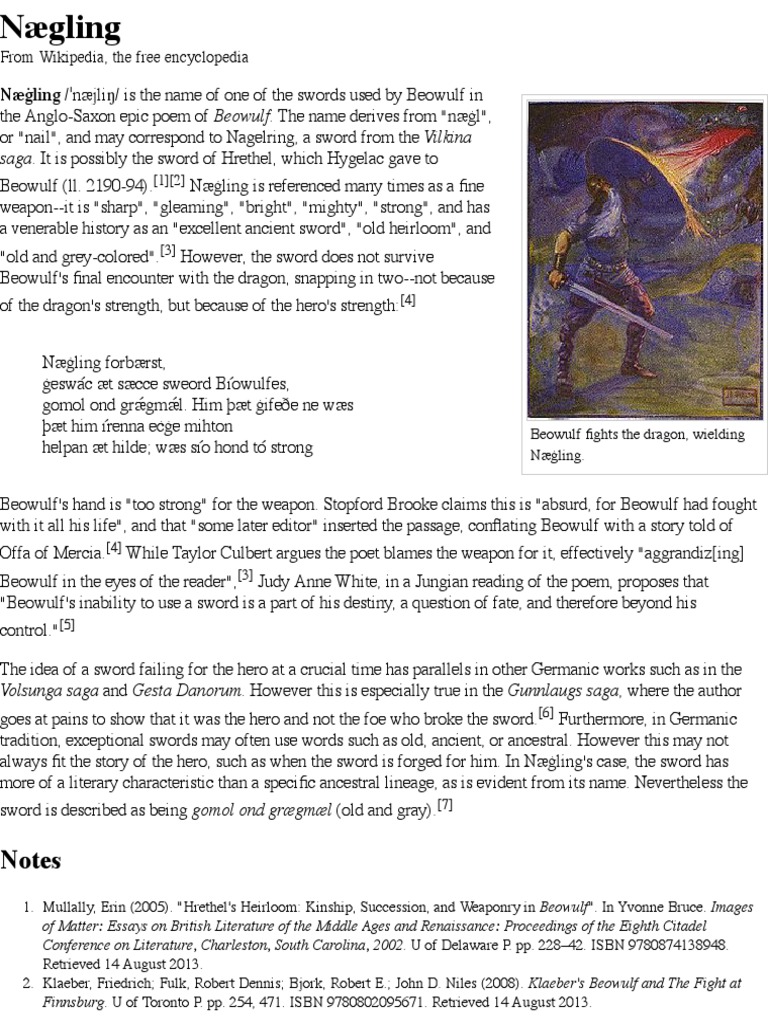 Nægling - Wikipedia, The Free Encyclopedia | PDF | Geats | Beowulf