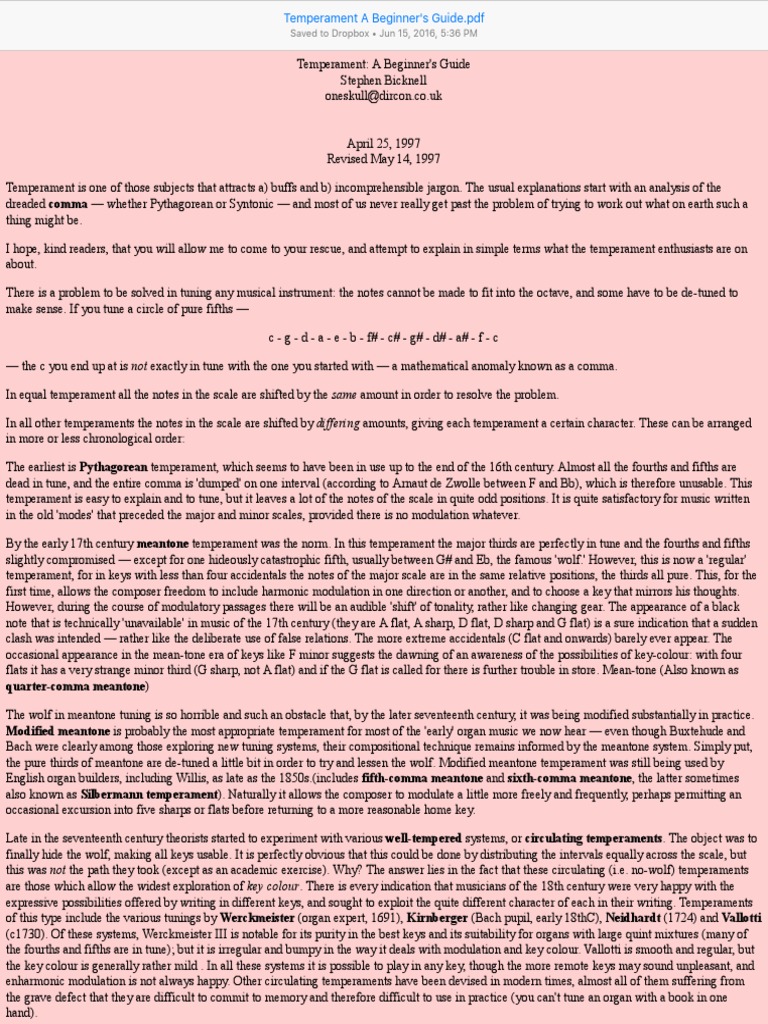 Understanding Musical Temperaments | PDF | Pitch (Music) | Elements Of ...