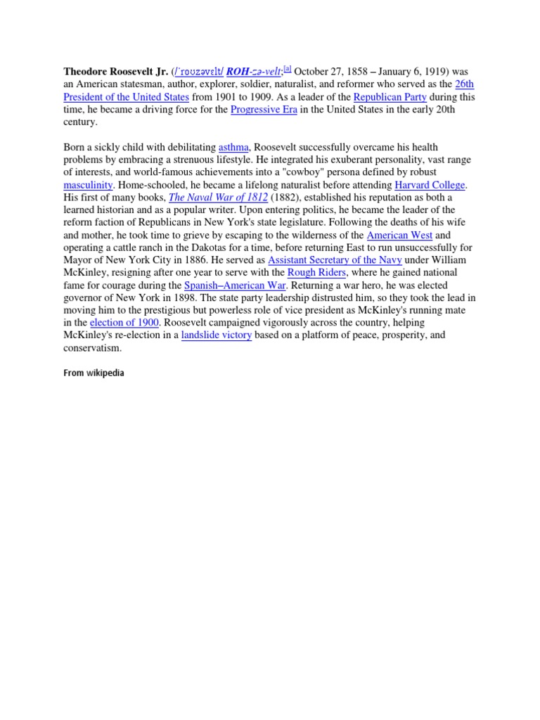 Theodore Roosevelt JR | PDF