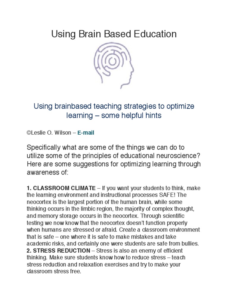 Using Brain Based Education | PDF | Learning Styles | Memory