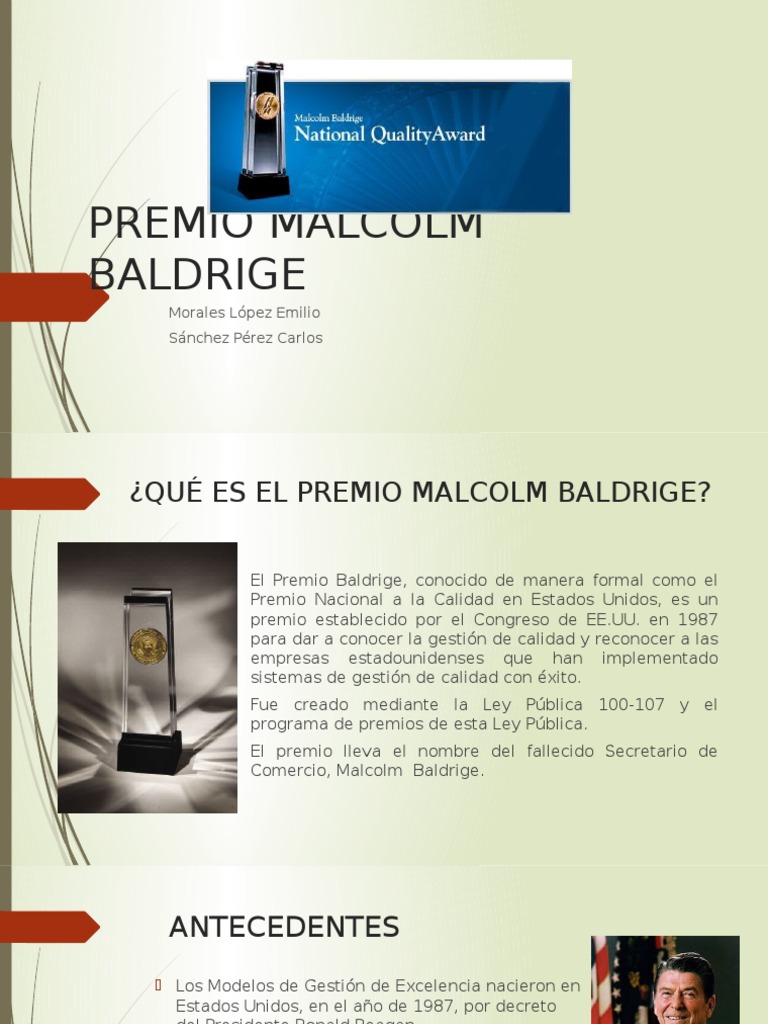 Premio Malcolm Baldrige: Calidad y Excelencia | PDF | Liderazgo ...