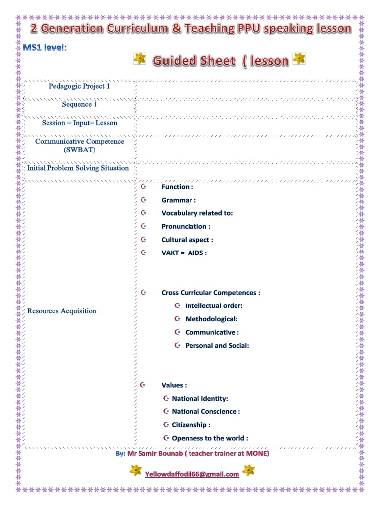 2 Generation Curriculum Ppu Lesson Plan Guided Sheet Pdf