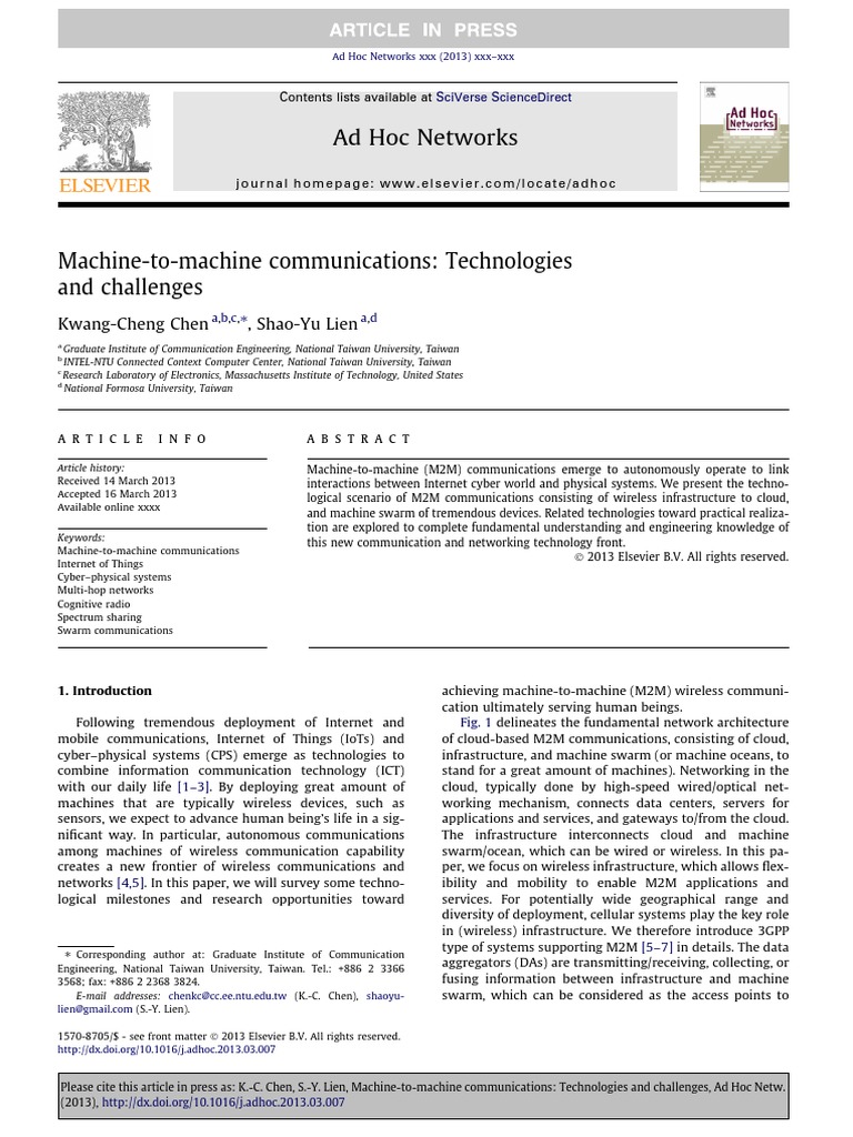 Machine-To-machine Communications Technologies and Challenges | PDF ...