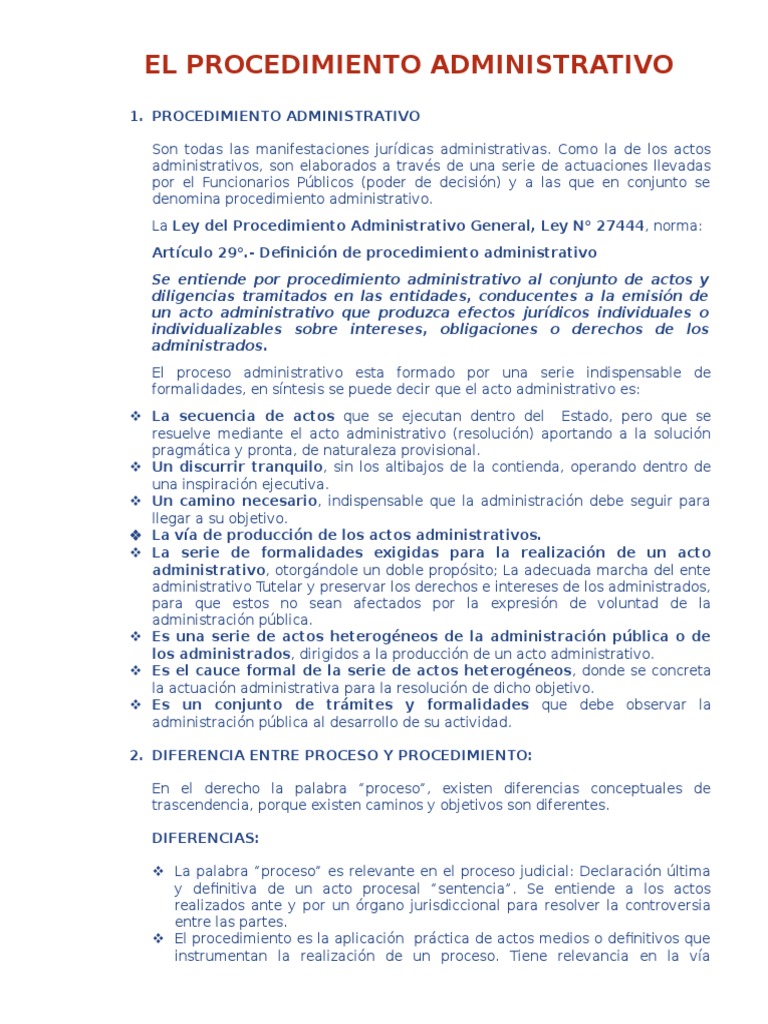Definición y Características del Procedimiento Administrativo | PDF ...