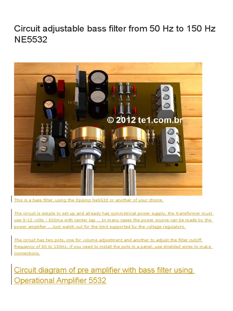 Adjustable NE5532 Bass Filter Circuit | PDF | Technology & Engineering