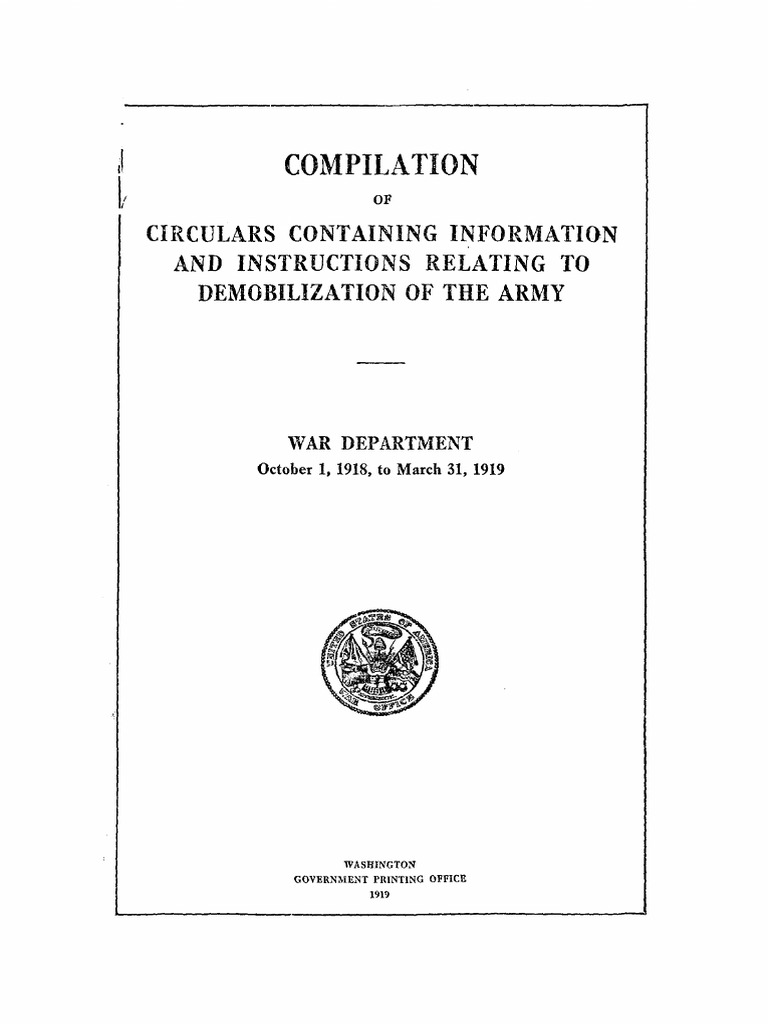 WD1918 - Demobilization 1918 PDF | PDF | United States Department Of ...
