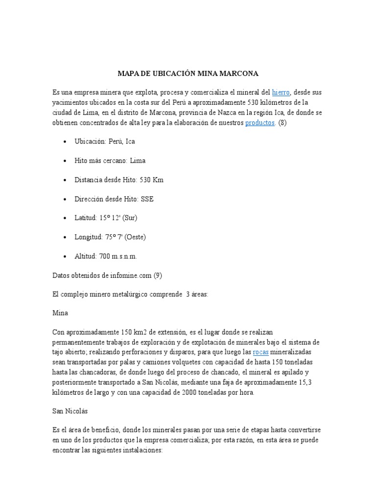 Mapa de Ubicación Mina Marcona | Descargar gratis PDF | Minería ...