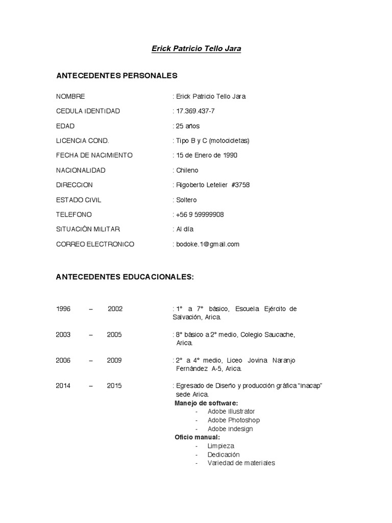 Erick Tello Curriculum PDF | PDF