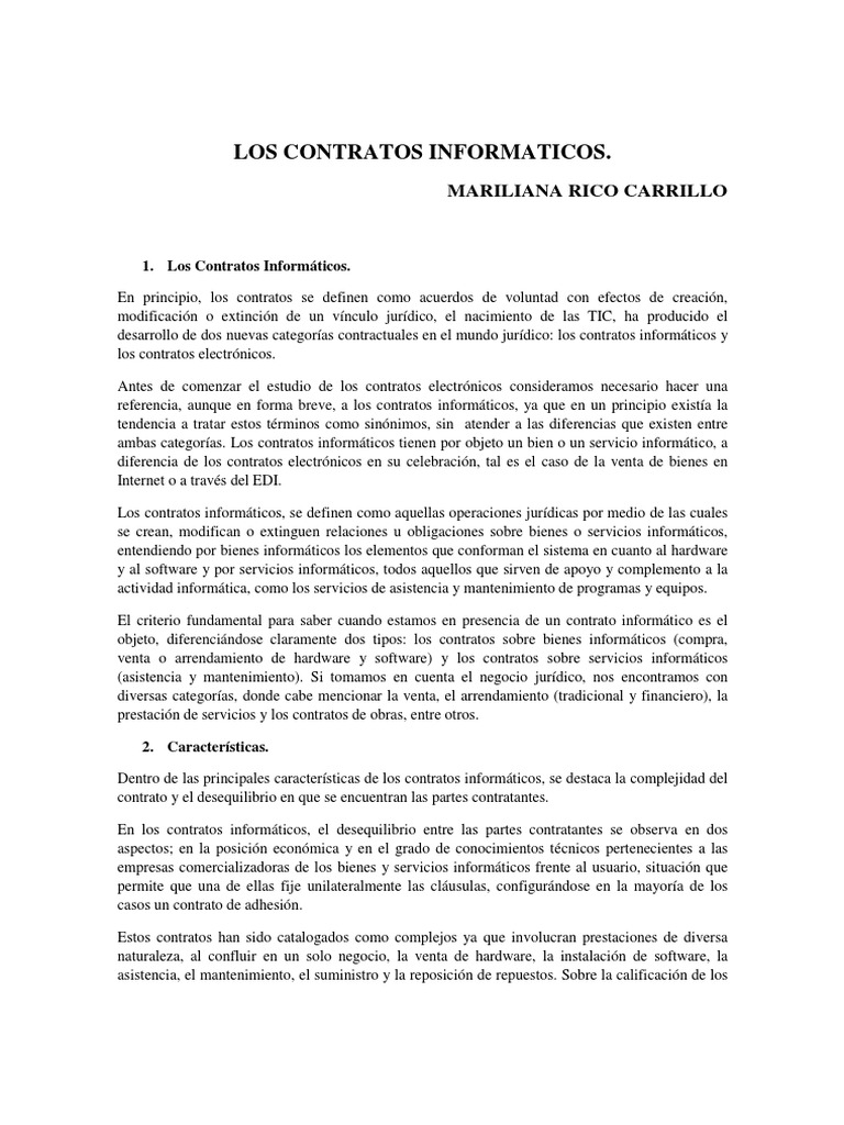 Los Contratos Informaticos | Internet | Tecnología
