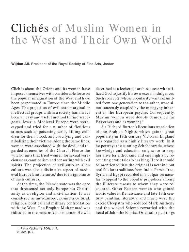 Wijdan Ali - Cliches of Muslim Women in The West and Their Own World ...
