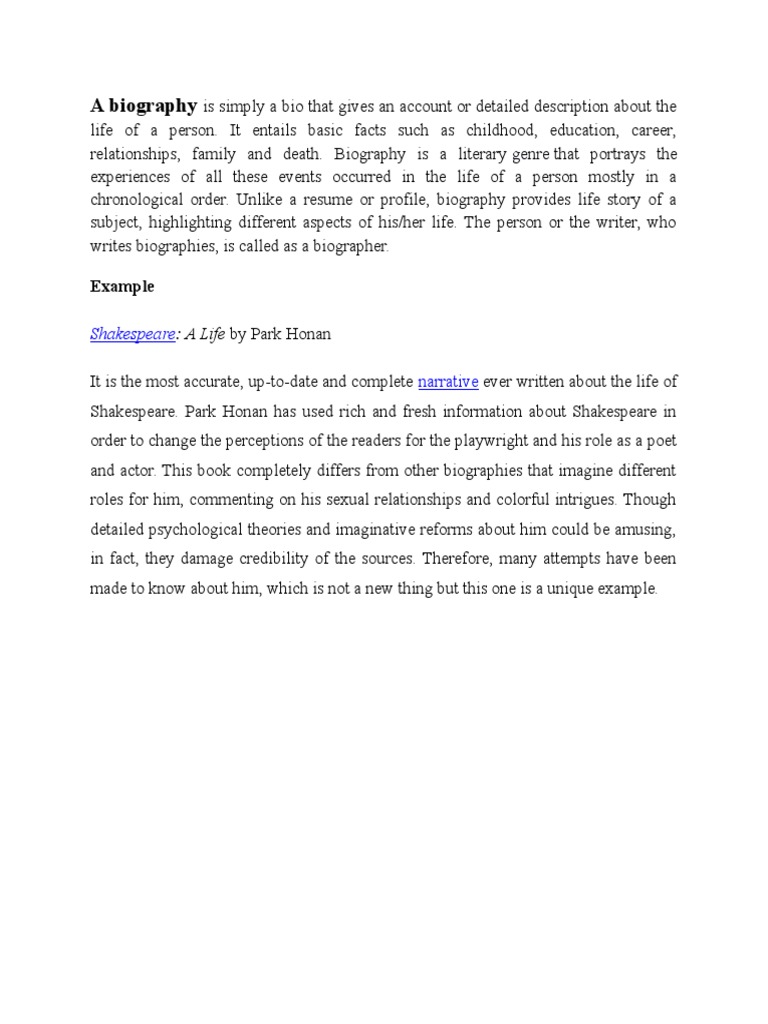 A Biography: Example | PDF | Biography | Works