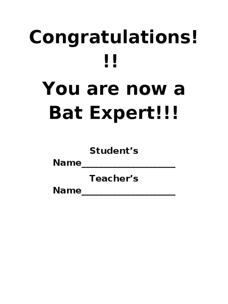 Bat Expert Certificate Template | PDF