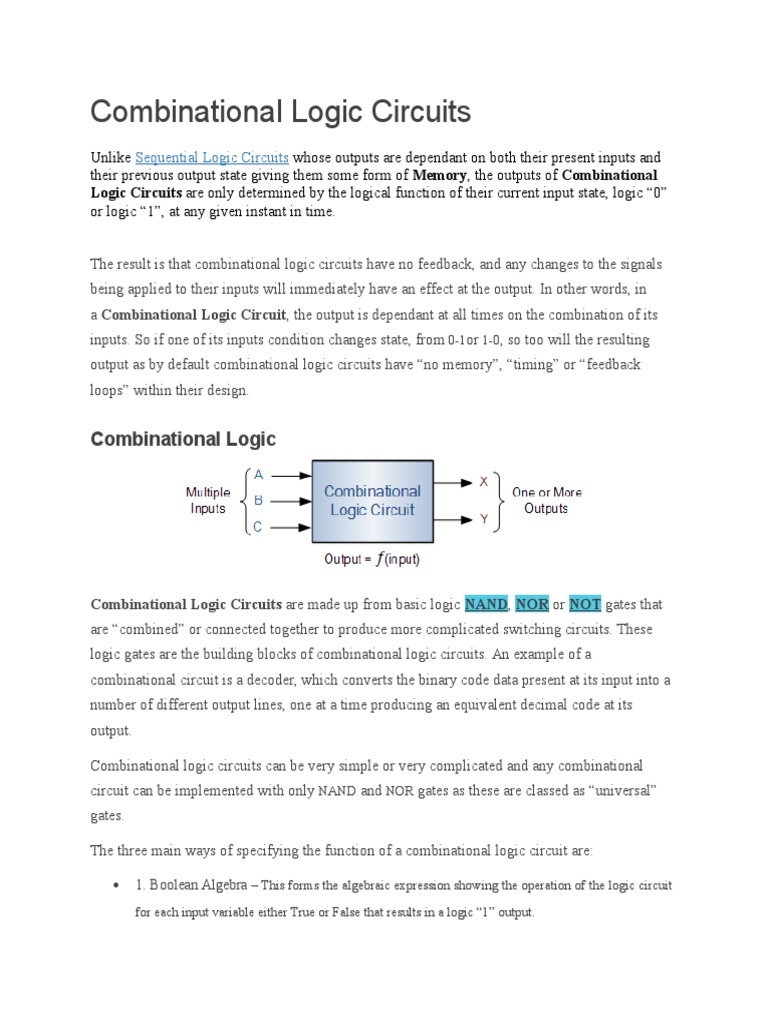 Combinational Logic Circuits | PDF | Logic Gate | Electronic Circuits
