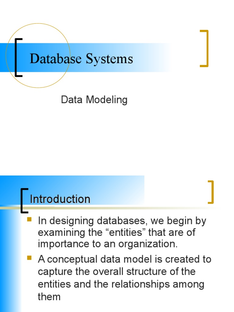 Database Systems Data Modeling: Conceptual Modeling and ERD | PDF | Data Model | Databases