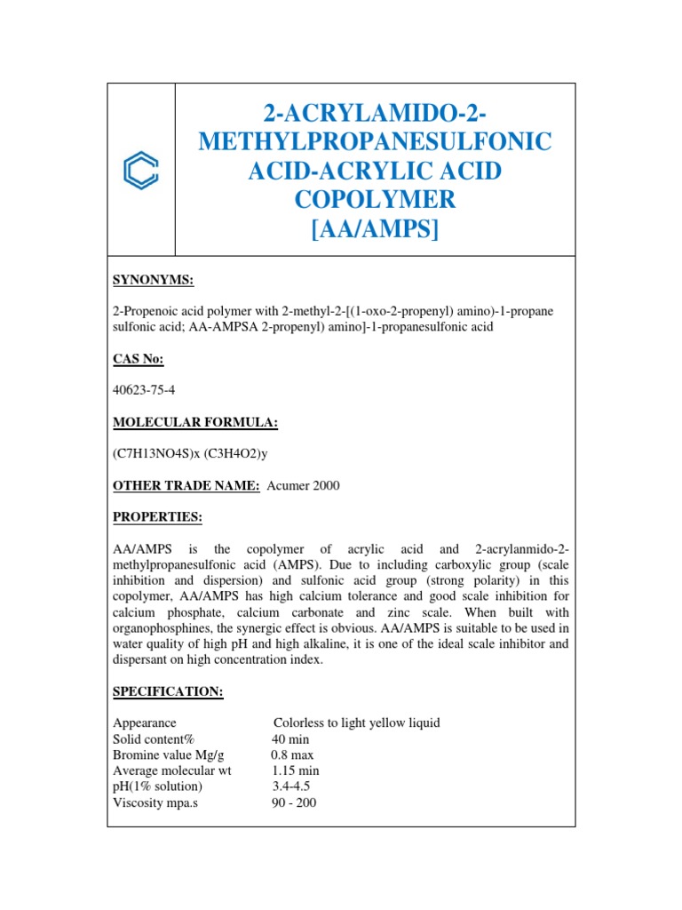 AA/AMPS Copolymer Scale Inhibitor | PDF