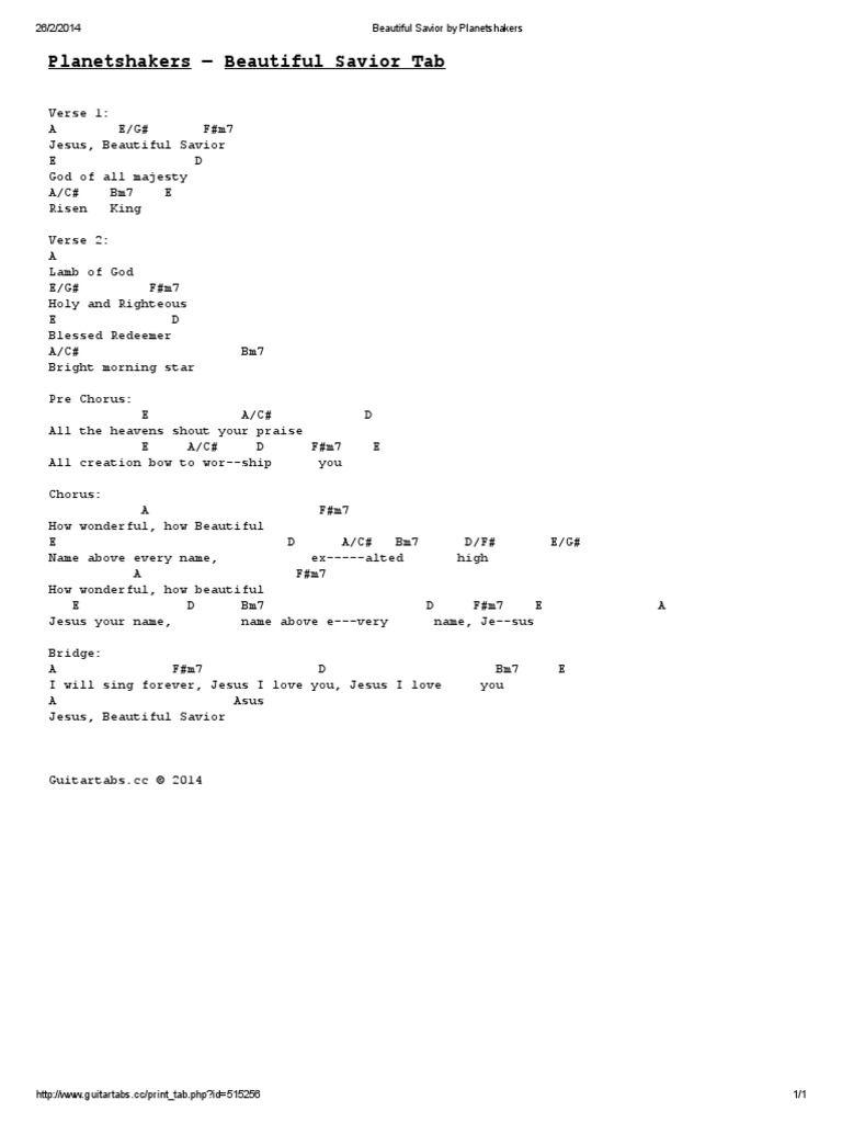 Beautiful Savior by Planetshakers | PDF