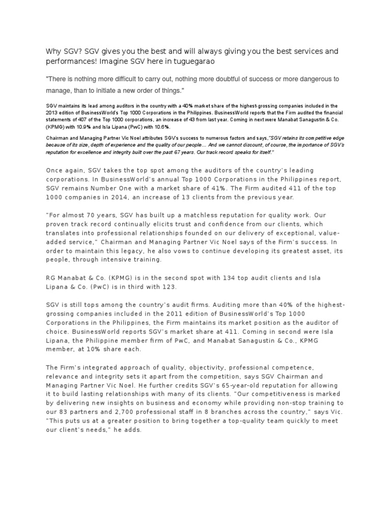 Why SGV? SGV Gives You The Best and Will Always Giving You The Best ...