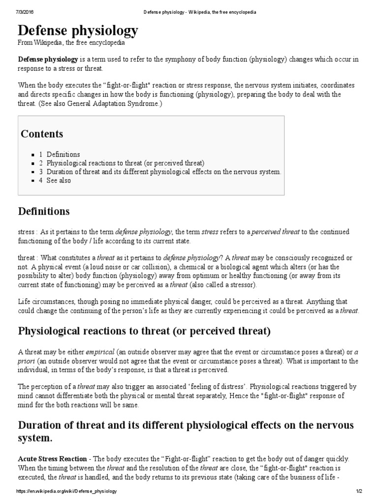 Defense Physiology: From Wikipedia, The Free Encyclopedia | PDF ...
