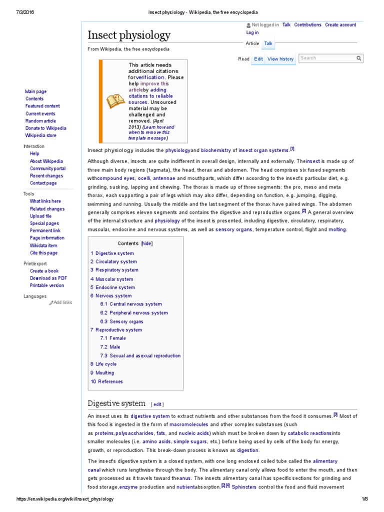 Insect Physiology Digestive System Pdf Insects Nervous System