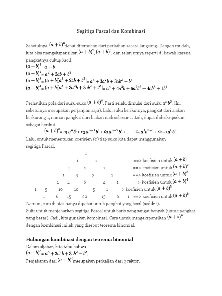 Segitiga Pascal Dan Kombinasi | PDF | Metode & Bahan Ajar | Komputer