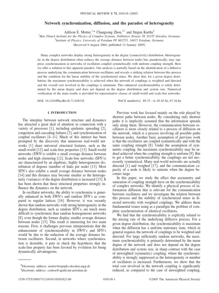 Motter 2005 Network | PDF | Eigenvalues And Eigenvectors | Stability Theory