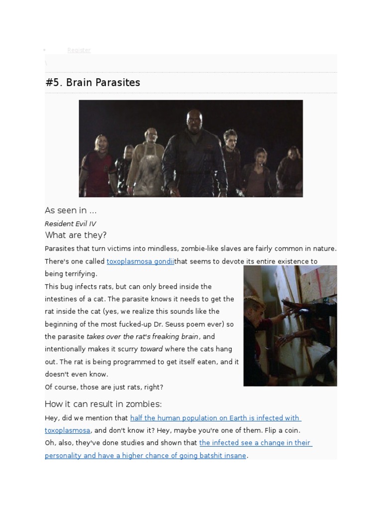 #5. Brain Parasites: As Seen in ... What Are They? | PDF | Zombies ...