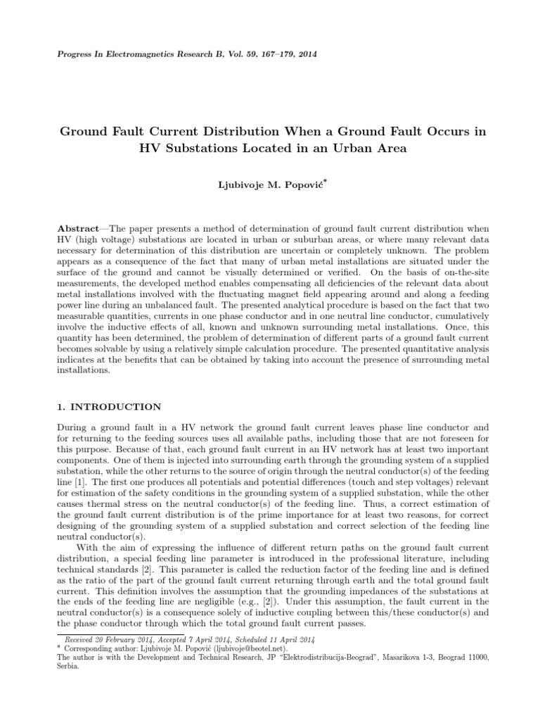 Ground Fault Current Distribution When A Ground Fault Occurs in HV ...