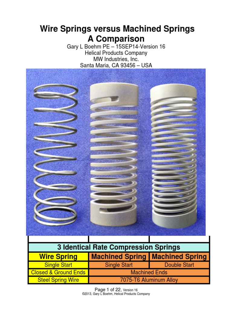 Machined Springs Vs Wire Springs PDF | PDF | Buckling | Stress (Mechanics)