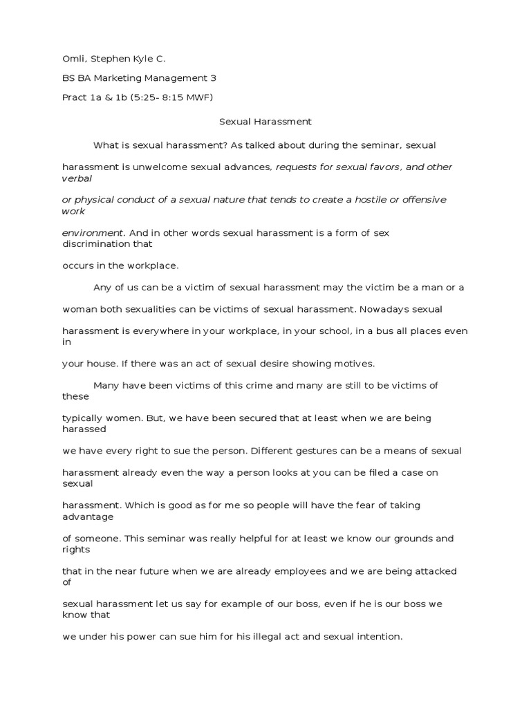 Sexual Harassment Paper (Student) | PDF