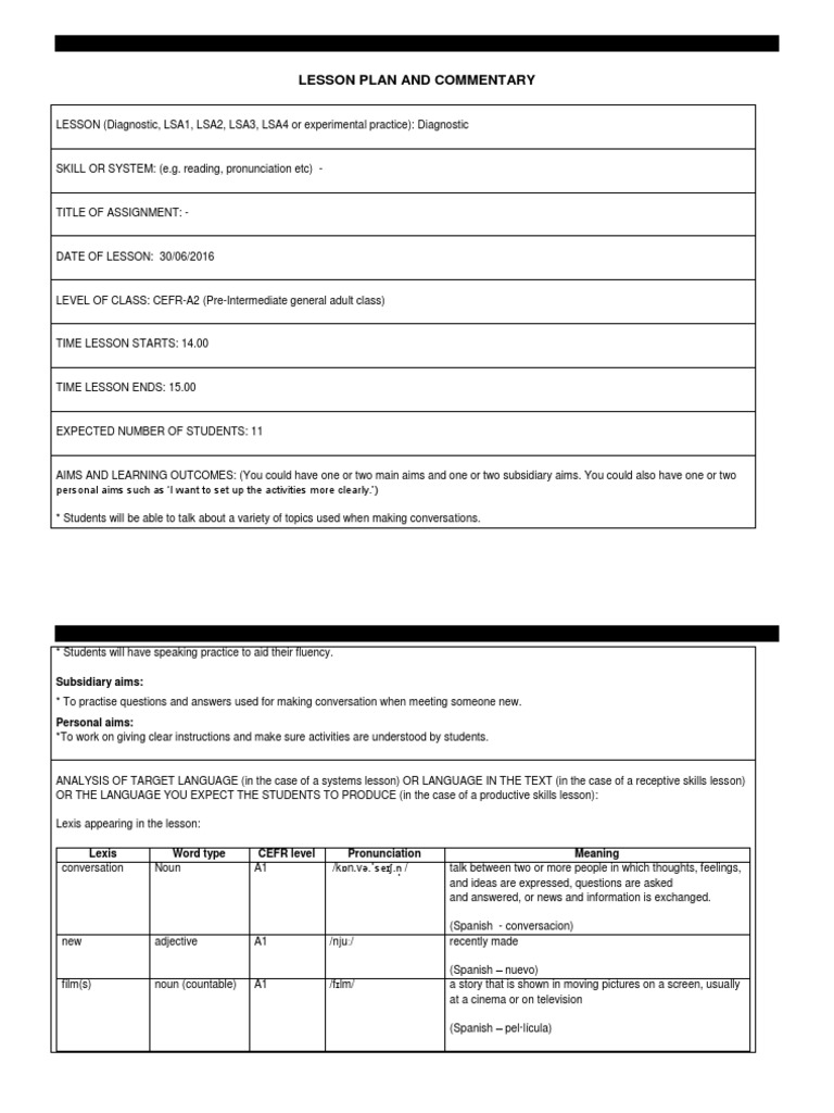 Lesson Plan and Commentary | PDF | Lesson Plan | Noun