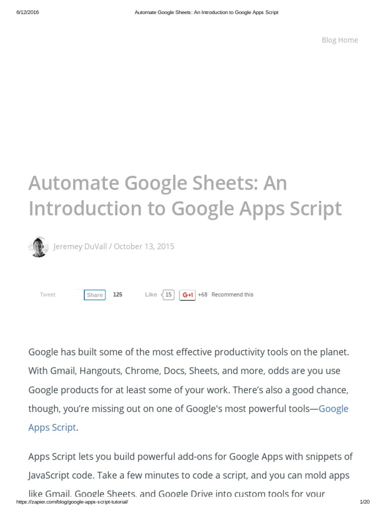Automate Google Sheets - An Introduction To Google Apps Script | PDF ...
