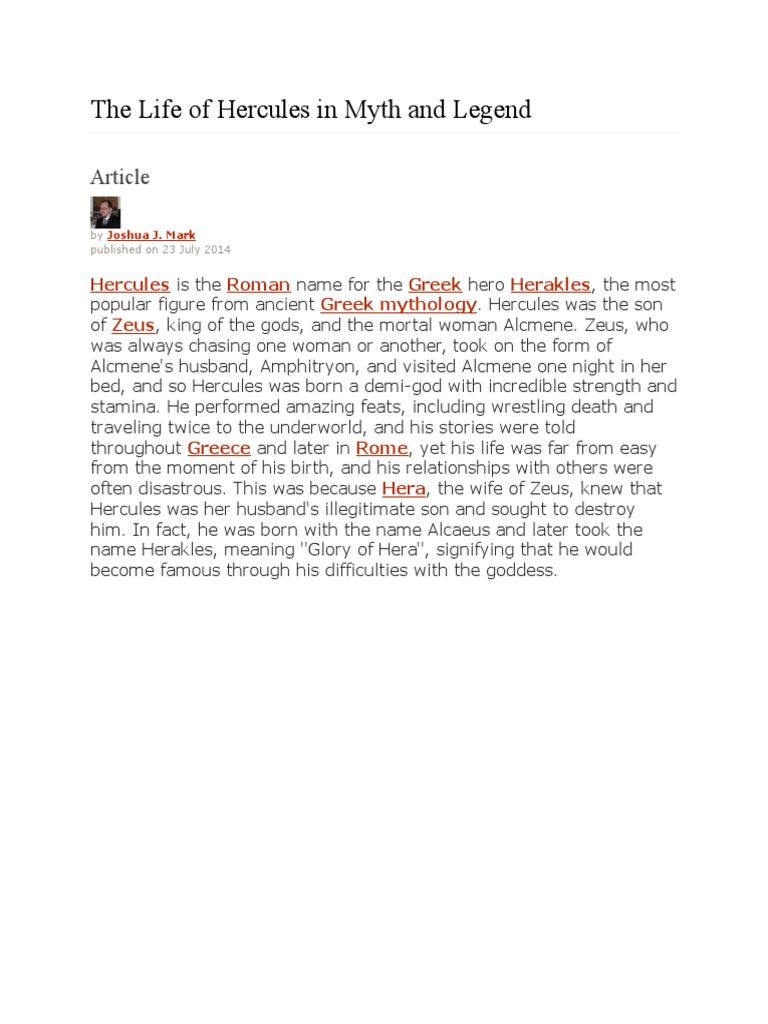 The Life of Hercules in Myth and Legend | PDF | Ancient Greek ...